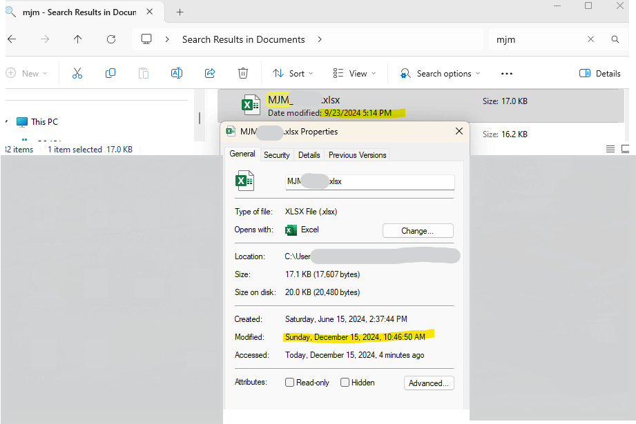 Windows 11 File Explorer search not using latest Modified Date on files ...