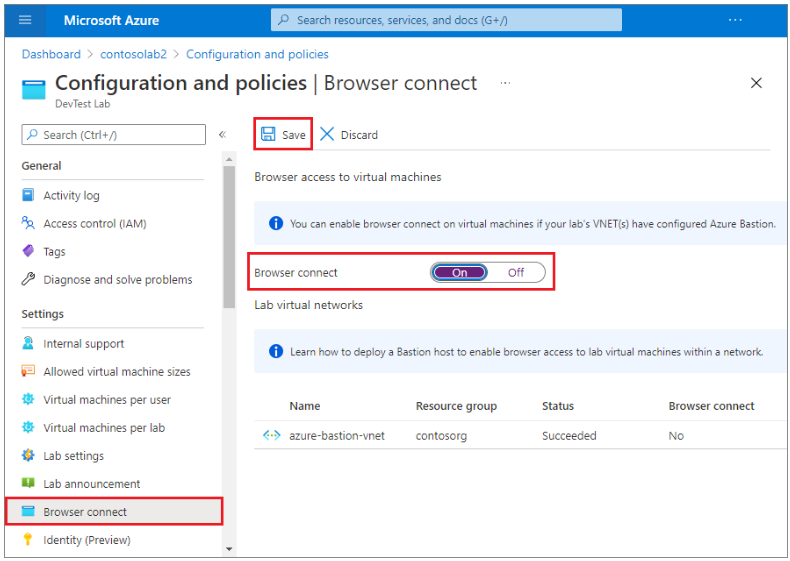 When trying to use Browser Connect on my Azure Virtual Machine, the ...