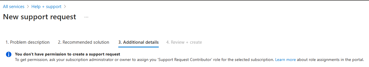 how can I submit an Azure support request when the portal doesn't ever ...