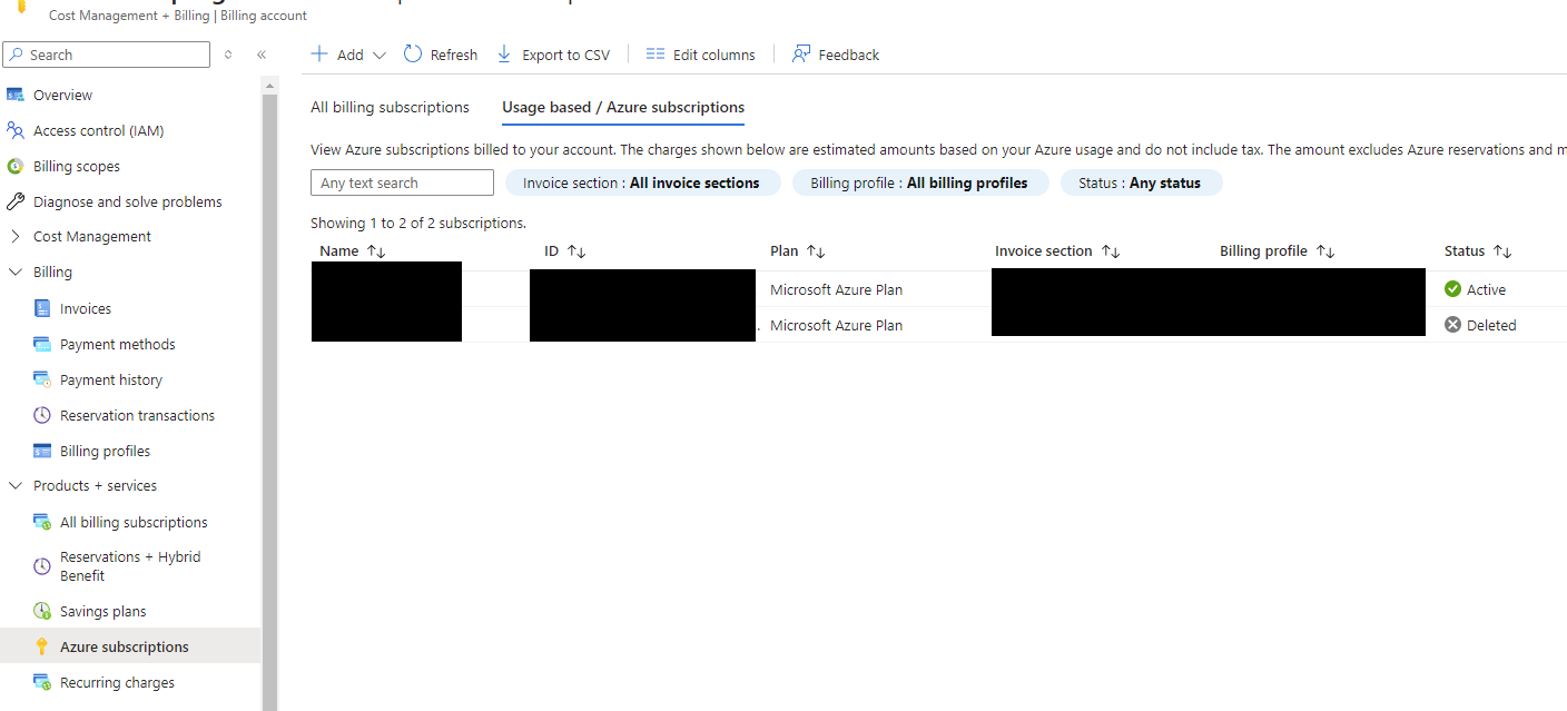 Delete Deleted Subscription under Cost Management + Billing -> Billing ...