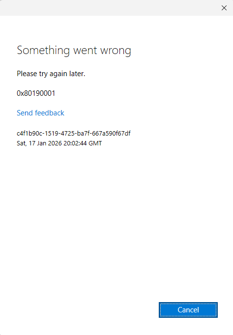The latest security update caused a live edge browser sync error, how ...