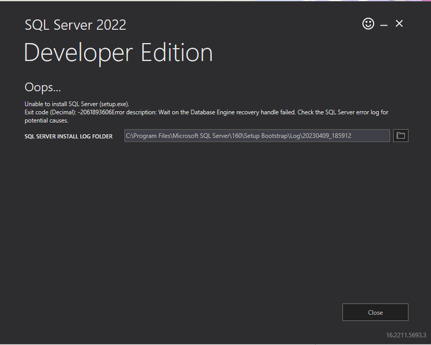 SQL Server 2022 installation error - Microsoft Q&A SQL Server 2022 installation error - Microsoft Q&A