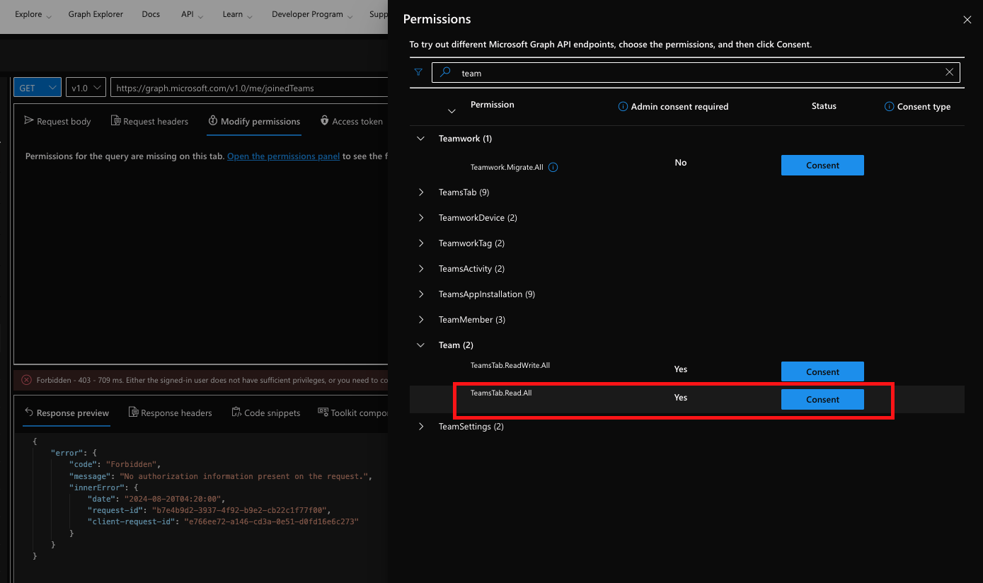 Get "403 Forbidden - No authorization information present on the request" when i try to get ...