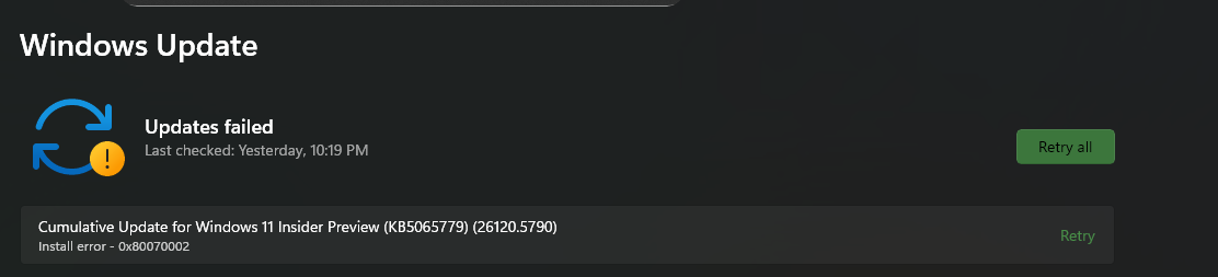How can I fix Install error - 0x80070002 in Windows Update? - Microsoft Q&A