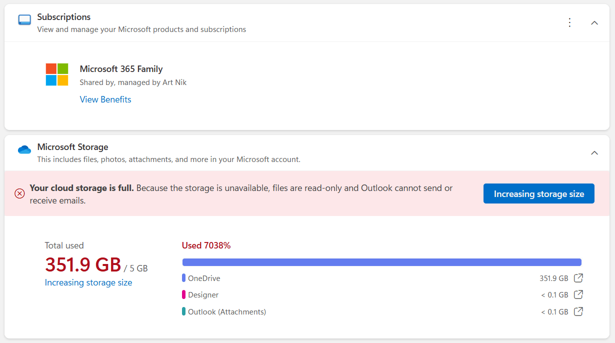 Microsoft 365 subscriptions active, but there's 5GB only in OneDrive ...