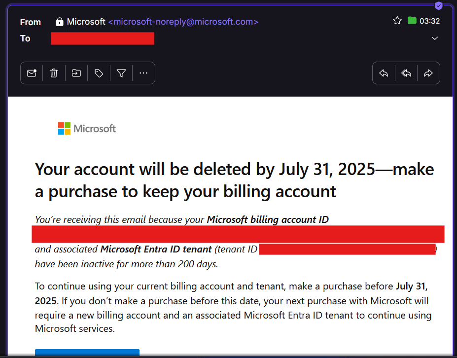 Microsoft billing account being deleted? - Microsoft Q&A