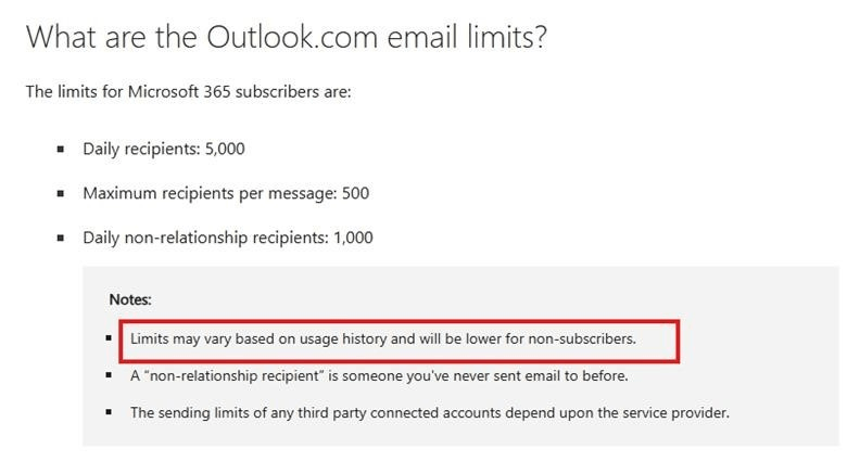 Why is Outlook saying I have reached an email daily sending limit when ...