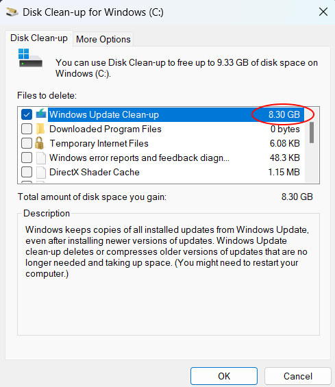 Disk Cleanup not cleaning Windows Update Clean-up - Microsoft Q&A