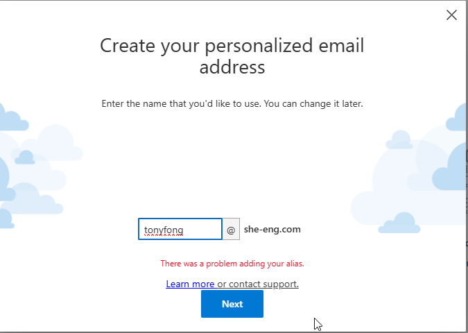 Outlook - Premium - Personalize Email address - Fail to add alias ...