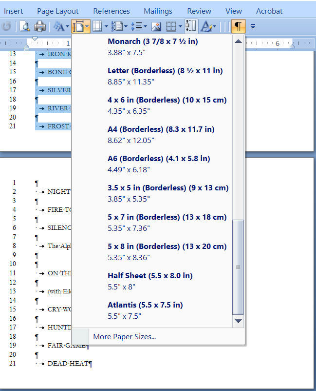 Paper sizes not adjusting in Word 2007 - Microsoft Q&A