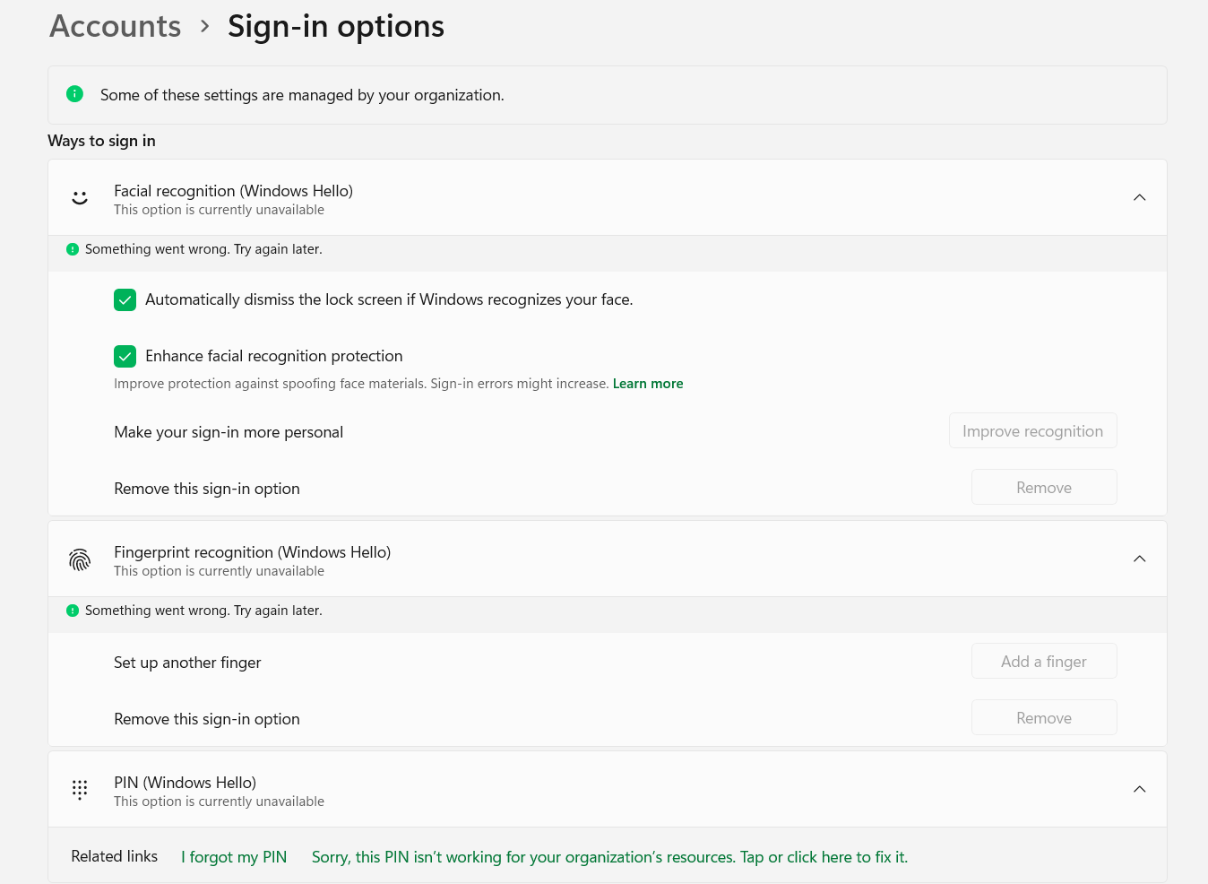 Need Help: Sign-in options disabled - Microsoft Q&A