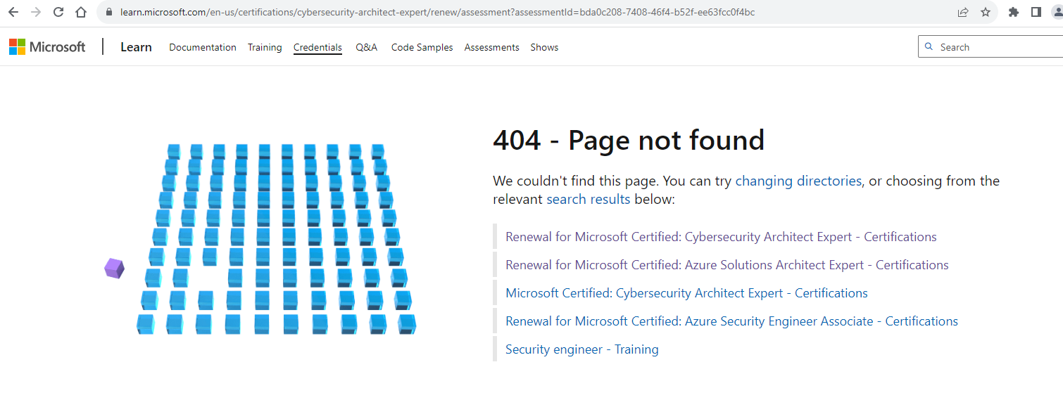 renewal assesment link broken ? - Microsoft Q&A