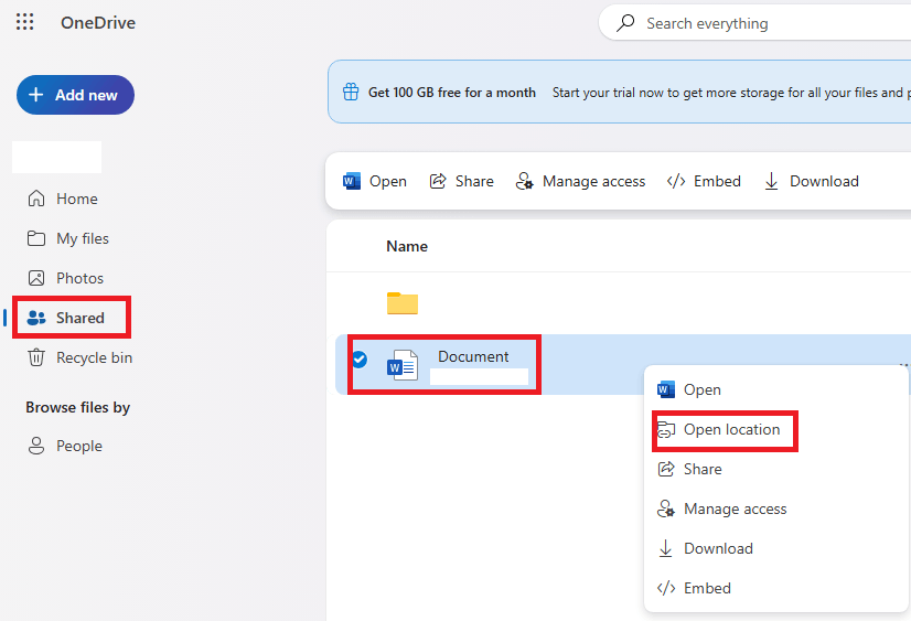 onedrive web access shows shared by me list that includes non-existant ...