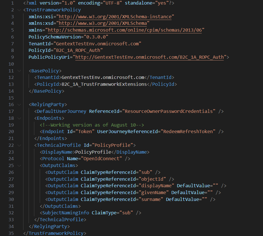 "The policy specifies multiple RefreshToken UserJourney Ids" error in ROPC setup Azure AD B2C ...