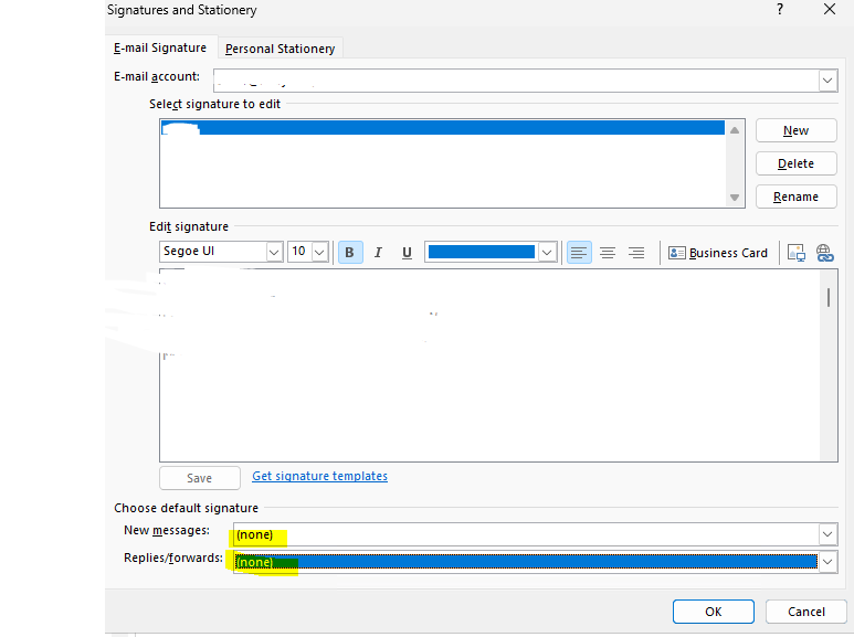 Outlook signatures are set correctly but not working for responses and forwarded messages ...