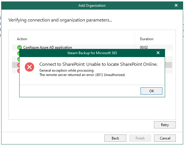 Enterprise app not given permissions during Add Organization Wizard ...
