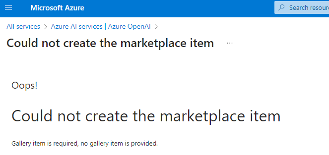 Azure Subscription: We couldn’t reach the server, try again later ...
