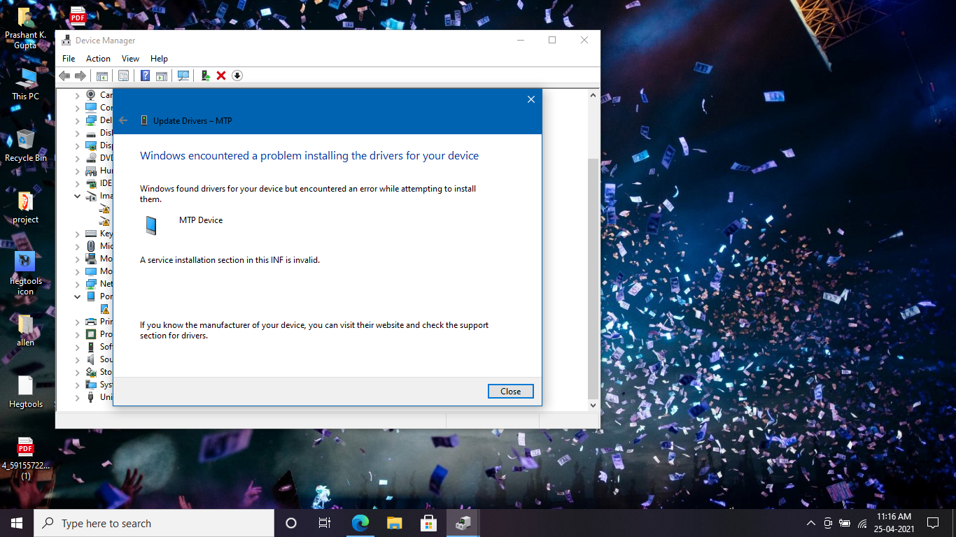 regarding Usb driver MTP error - Microsoft Q&A