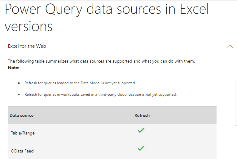 Queries do not refresh on web version of excel - Microsoft Q&A