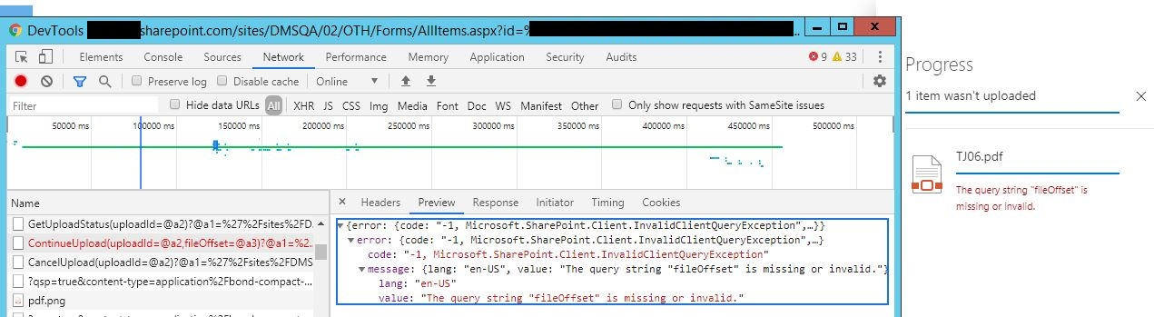 File Upload Issue in SharePoint Online - Microsoft Q&A
