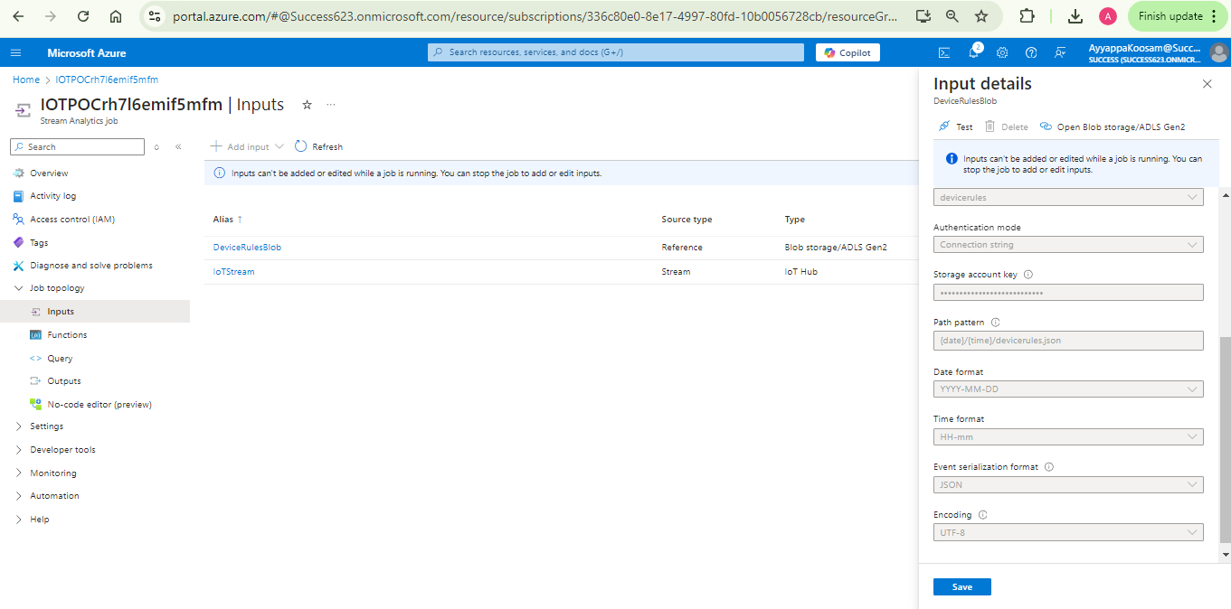 I have placed a .json file in the Data storage container which I have ...