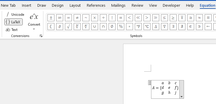 Unable to Convert LaTeX Equation in Word - Microsoft Q&A
