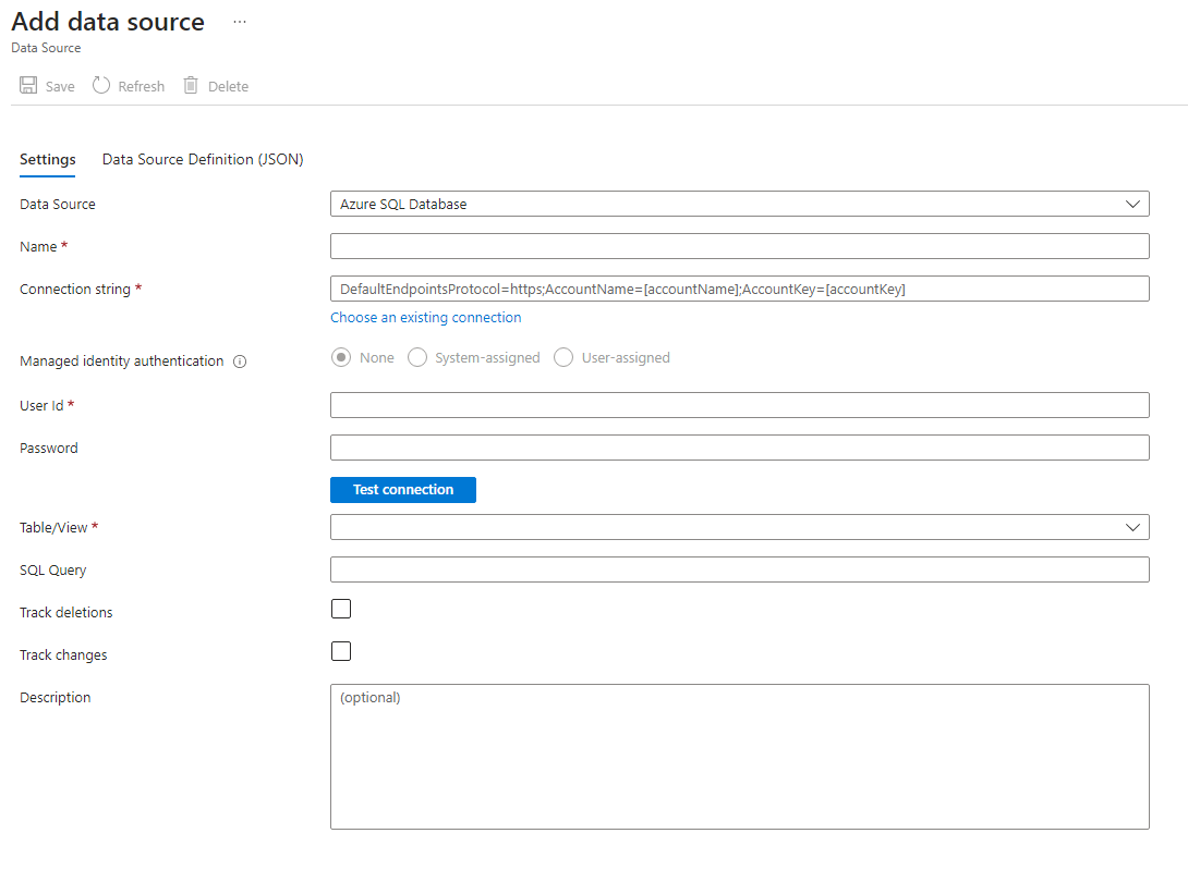 How do I configure Azure Cognitive Search datasource to connect using service principal ...