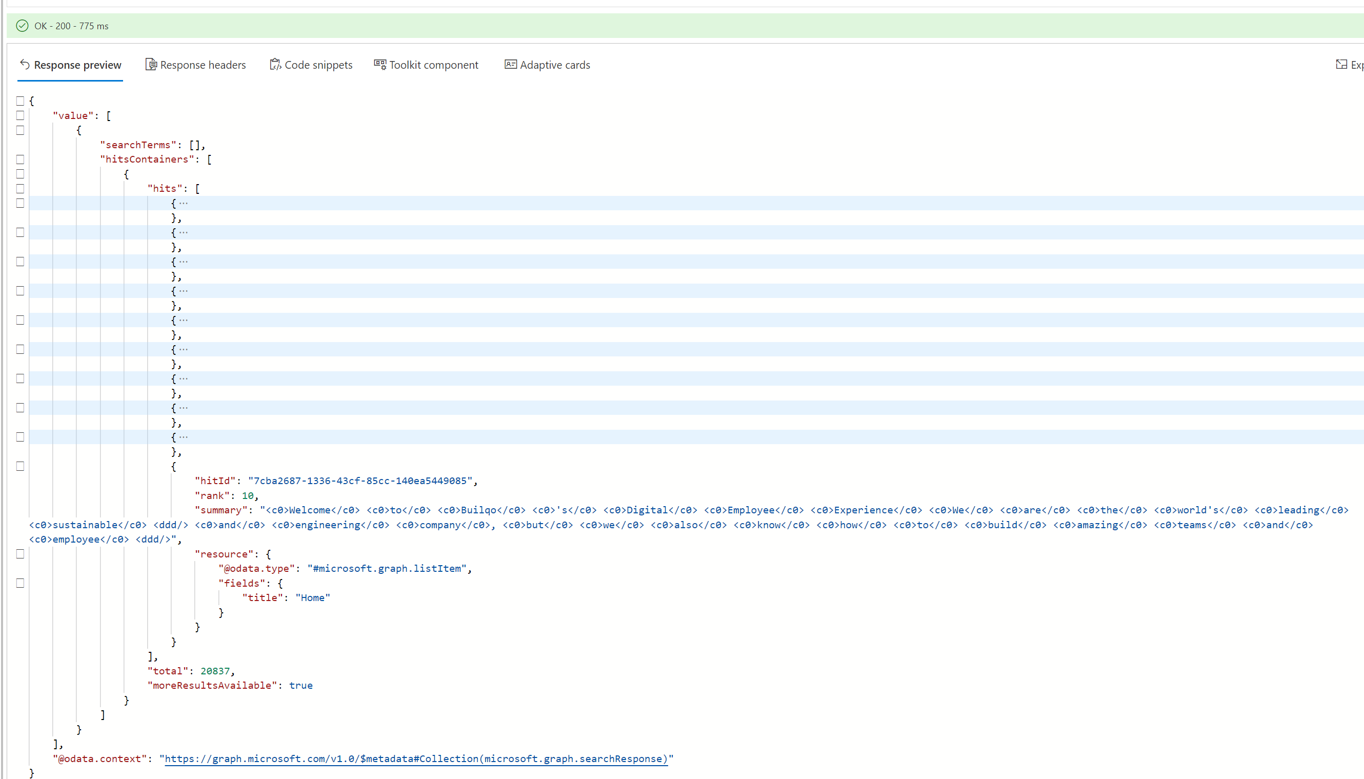 Microsoft Search Graph API returning missing results when using the 'from' property - Microsoft Q&A