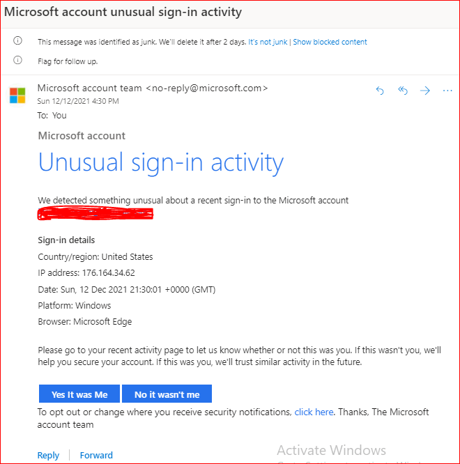 "Microsoft account unusual sign-in activity ...