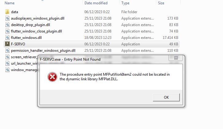 How to fix "the procedure entry point mfputworkitem2 could not be located in the dynamic link ...