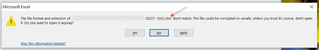 Excel Error opening .xls files in newer .xslx excel version - Microsoft Q&A