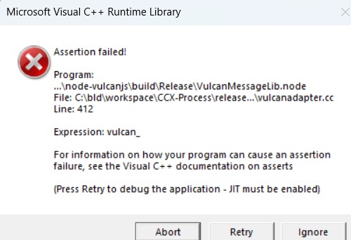 I’m getting a Microsoft Visual C++ Runtime Library ‘Assertion failed’ error every time I open my ...