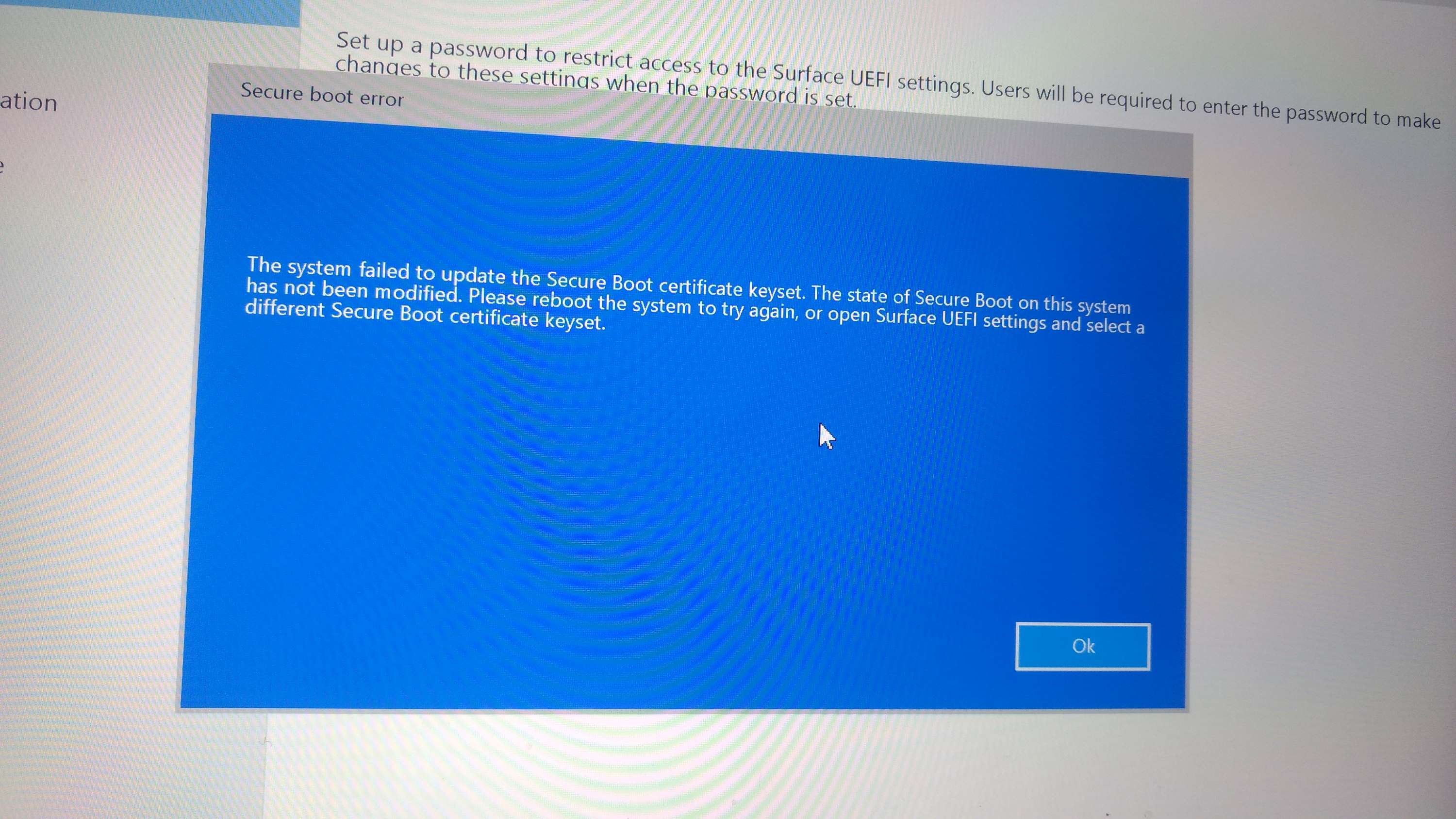 surface pro 4 的UEFI里的 secure boot无法开启 - Microsoft Q&A
