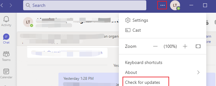 In Windows Teams version, the 3 dots menu, next to the contacts, disapears as soon as it appear ...