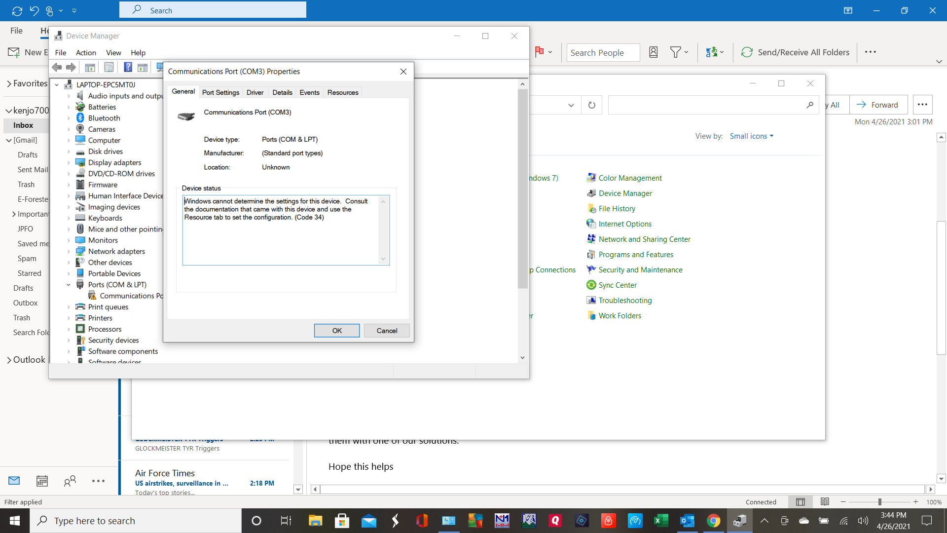 Windows 10 comm ports (again) - Microsoft Q&A