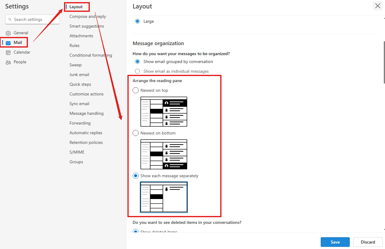Revisit 2 levels in expanding out the list of messages in an email ...