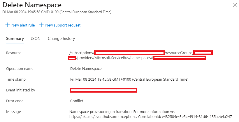 Unable to delete servicebus - Microsoft Q&A