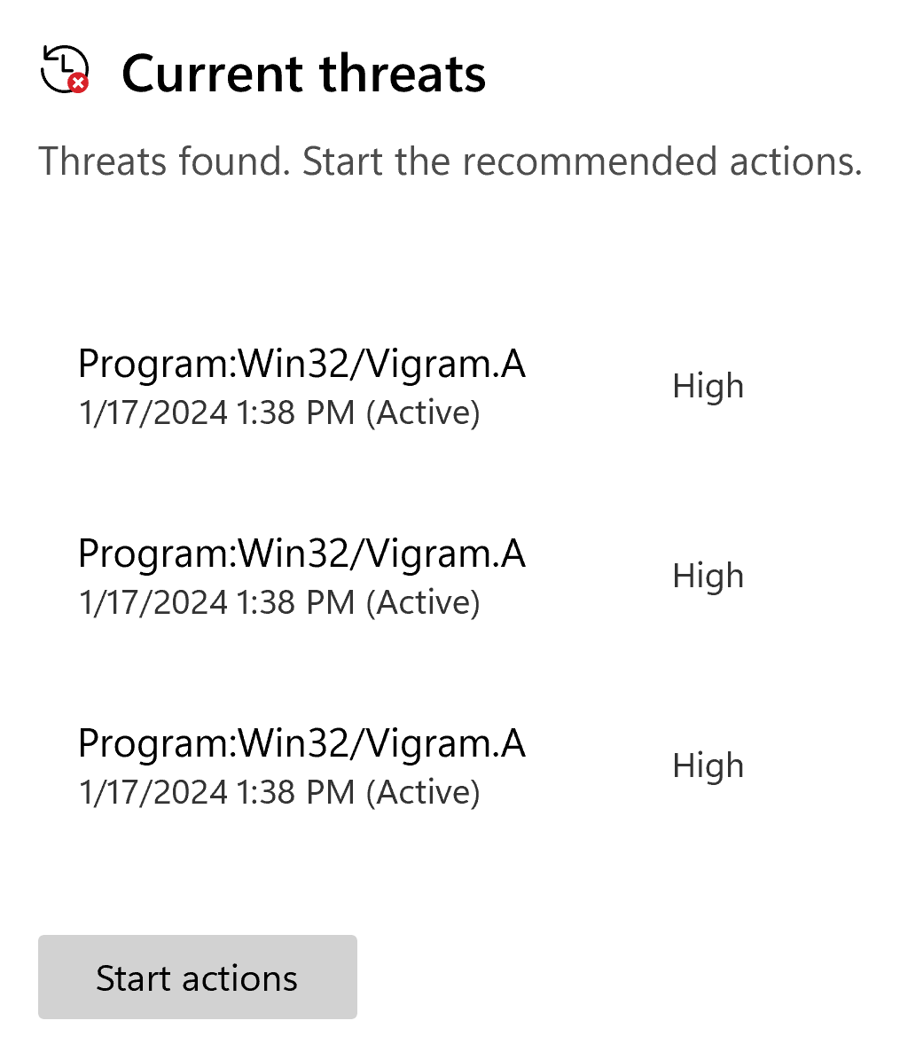 Windows Defender & Program:Win32/Vigram.A - Microsoft Q&A
