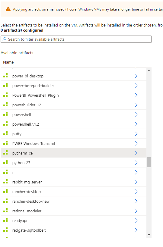 No artifacts appear under "Apply Artifacts" - Microsoft Q&A