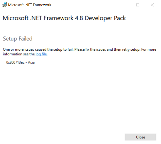 Windows Server 2019 Essential (Winver 1809) .net framework 4.8 Blocking Issues: The .NET ...