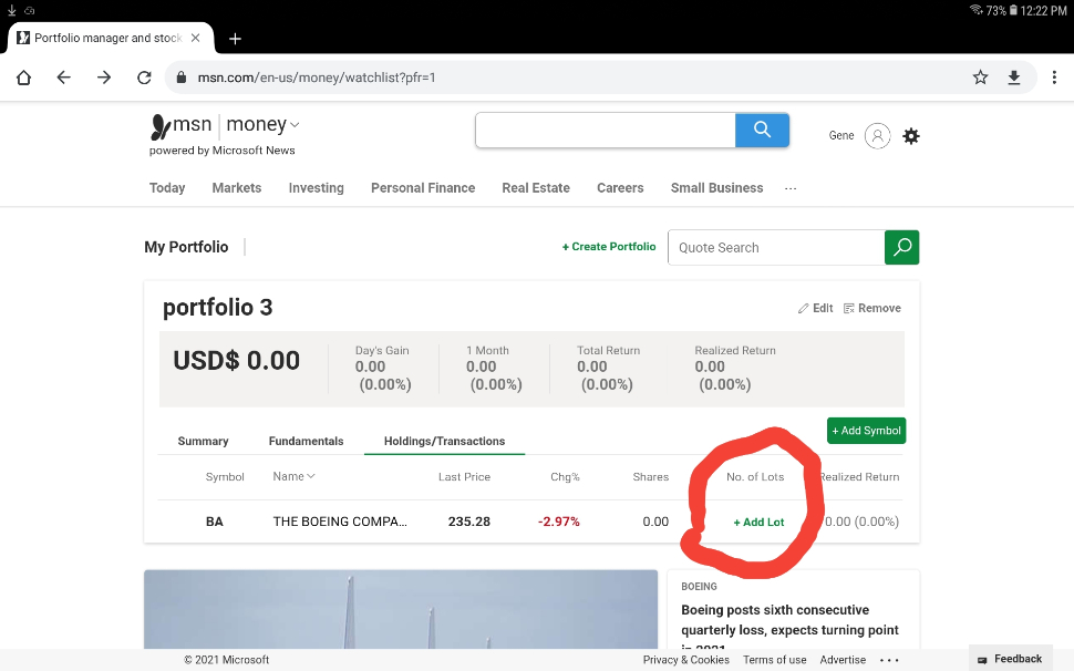 MSN Money Watchlist: what happened to the "Transactions" tab ...