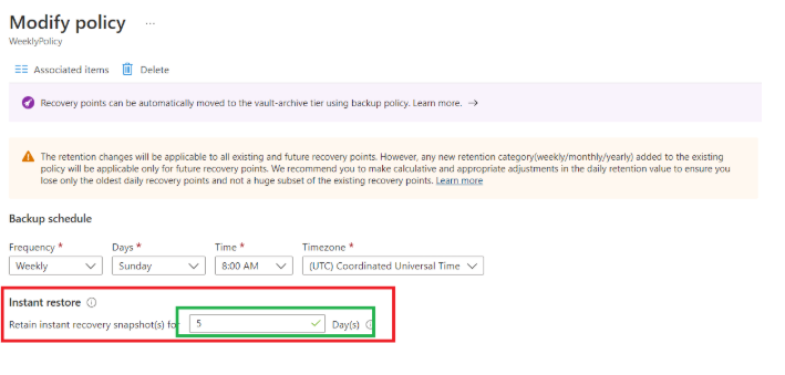 Azure VM backup retention period extension - Microsoft Q&A