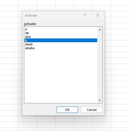 Excel Worksheets and and the activate dialog box - Microsoft Q&A