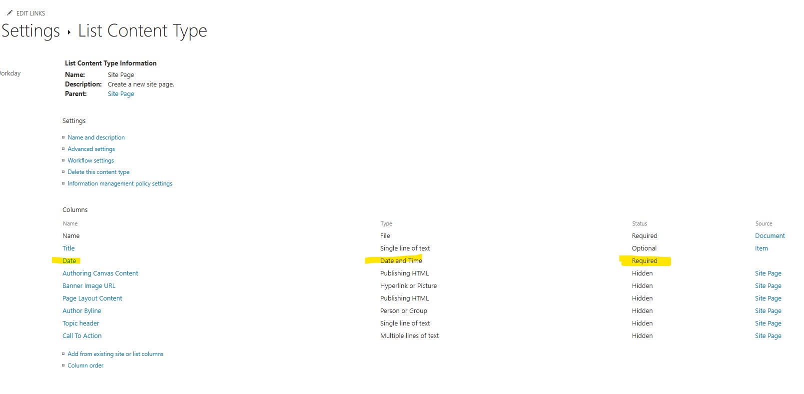 SharePoint site pages library "This page is missing required info ...