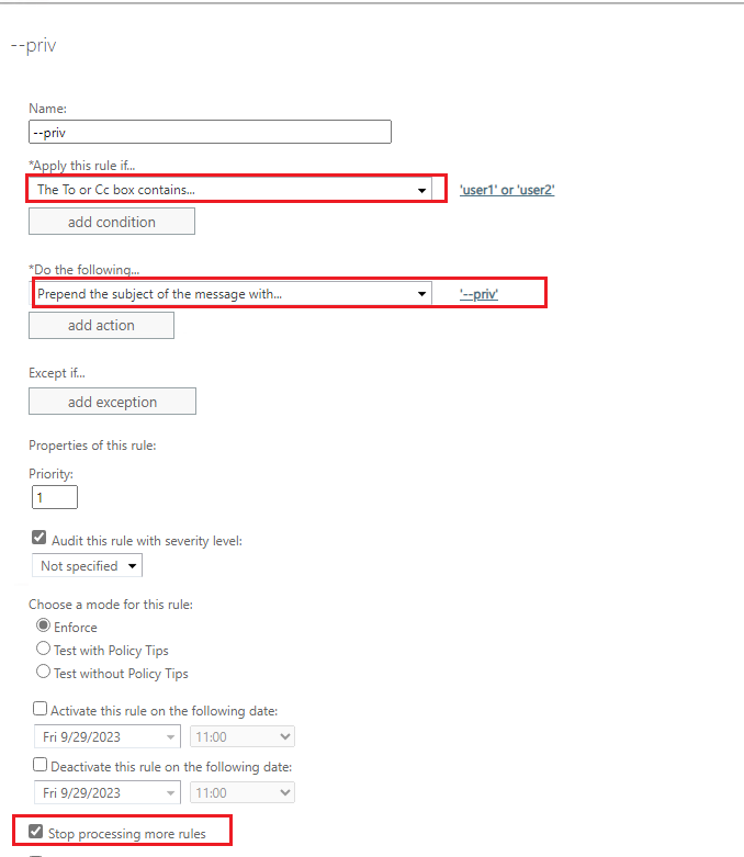How to I manage handling of rules sent to multiple email address ...