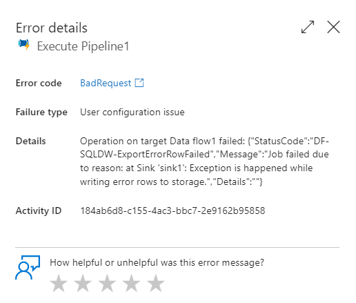 ADF ADLS TO SYNAPSE DEDICATED POOL WRITING ERROR RECORD TO ADLS ISSUE ... ADF ADLS TO SYNAPSE DEDICATED POOL WRITING ERROR RECORD TO ADLS ISSUE ...