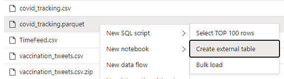 Azure Synapse : Create External Table option for csv file missing ... Azure Synapse : Create External Table option for csv file missing ...