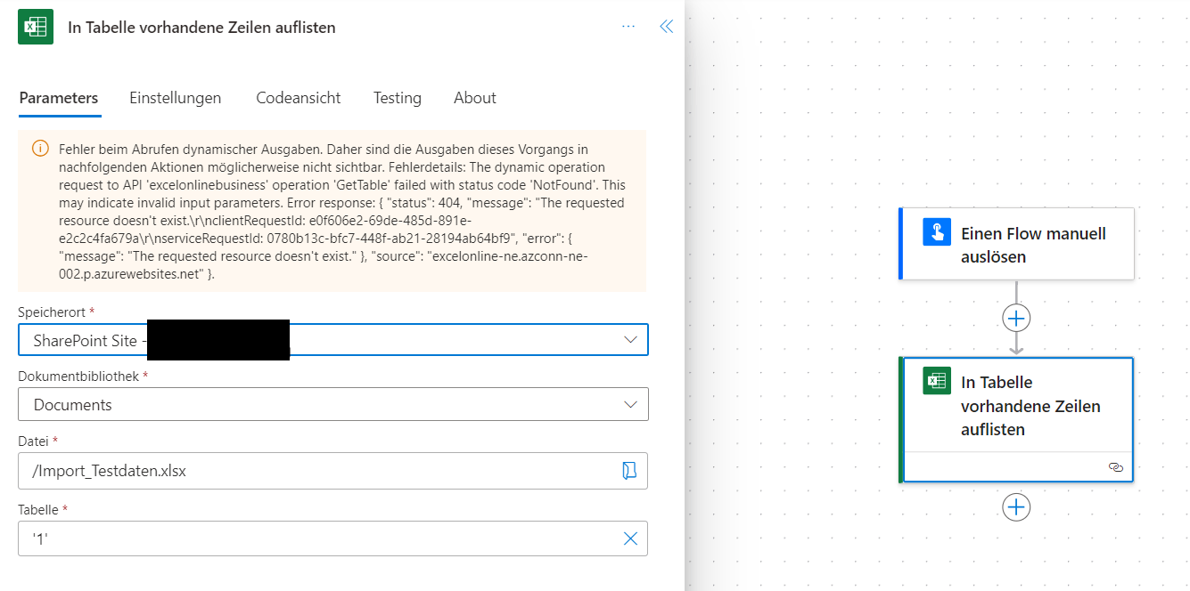 Power Automate List rows present in a table action cannot open existing excel file - Microsoft Q&A