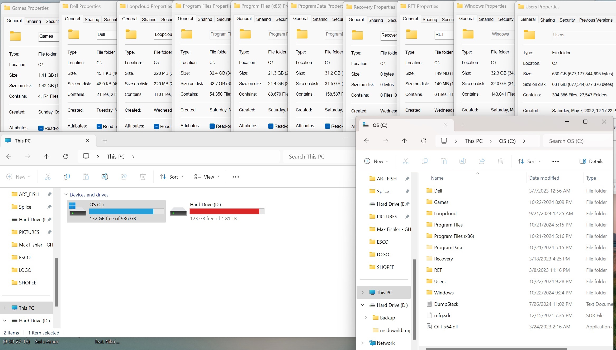 I cant track around 50gb of used space on my C: drive - Microsoft Q&A
