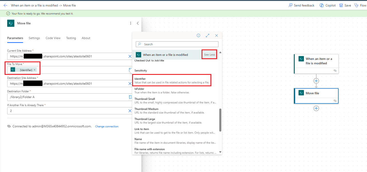 Sharepoint Library move a file when a flow is triggered (change in ...